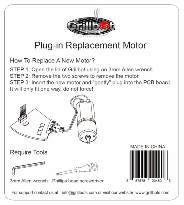 Grillbot Plug-in Replacement Motor | Electric Motor Replacement